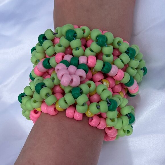 Handmade | Jewelry | Strawberry Themed Kandi Rotator Cuff Bracelet ...